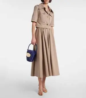 PATOU Embellished Wicker Bucket Bag - Blue