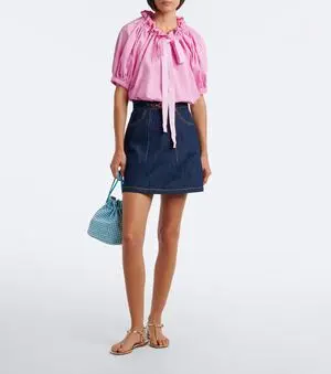 PATOU Bow-detail Cotton Jersey Top - Pink