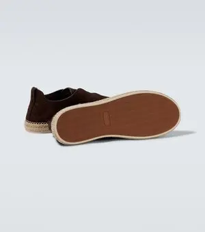 Zegna Triple Stitch Suede Espadrilles - Brown