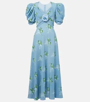 RODARTE Floral Silk Maxi Dress - Blue