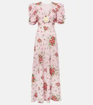 RODARTE Floral Silk Midi Dress - Pink