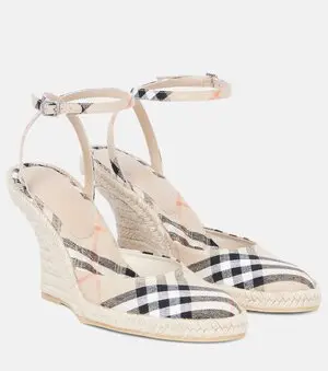 Burberry Espadrille Wedges With Ankle Strap - Beige