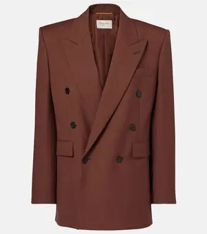 Saint Laurent Double-breasted Wool Gabardine Blazer - Brown