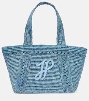 Patou Jp Small Raffia Tote Bag