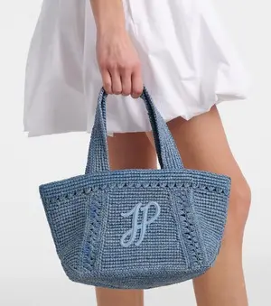 Patou Jp Small Raffia Tote Bag