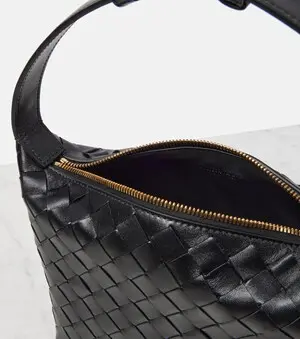Bottega Veneta Wallace Mini Intrecciato Leather Shoulder Bag - Black