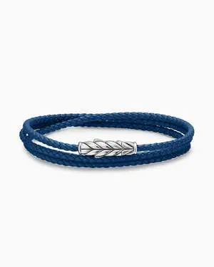 David Yurman Chevron Triple Wrap Bracelet - Blue Leather