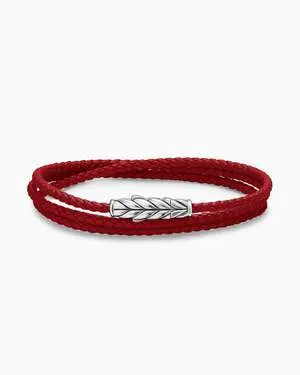 David Yurman Chevron Triple Wrap Bracelet - Red Leather