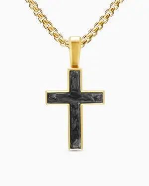 David Yurman 18k Yellow Gold Cross Amulet With - Forged Carbon