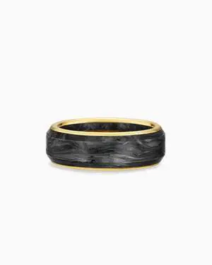 David Yurman Streamline® Band Ring In 18k Yellow Gold And - Forged Carbon