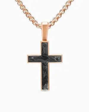 David Yurman Cross Amulet In 18k Rose Gold With - Forged Carbon