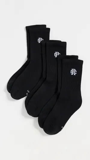 Reigning Champ Classic Mid Crew Socks Pack Of 3