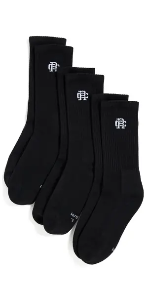 Reigning Champ 3-pack Classic Crew Socks - Black