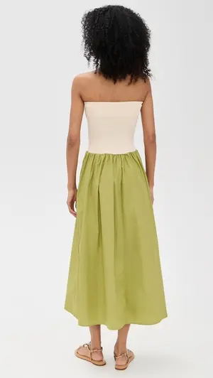 Moon River Strapless Two Tone Midi Dress