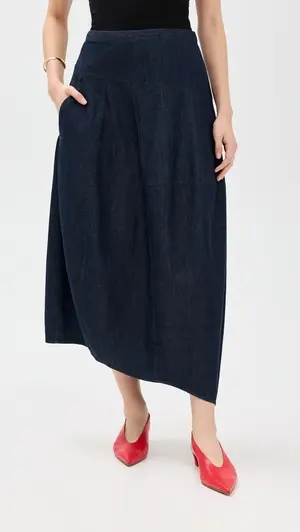 Tibi Lightweight Denim Asymmetrical Balloon Skirt
