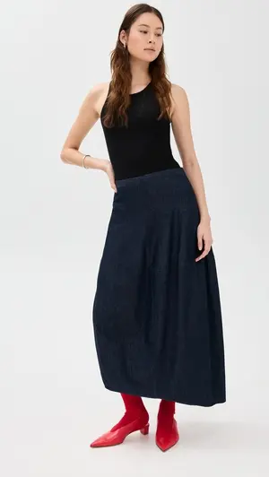 Tibi Lightweight Denim Asymmetrical Balloon Skirt