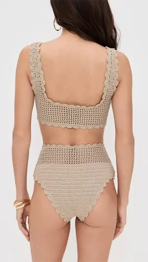 Beach Riot Andy Crochet Bikini Top - Tan