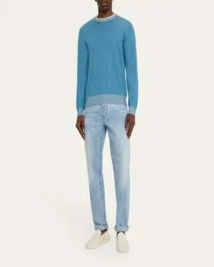 Fioroni Cotton And Cashmere Duvet Vanise Crewneck Sweater