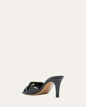 Fendi Fold Leather Kitten-heel Sandals - Nero