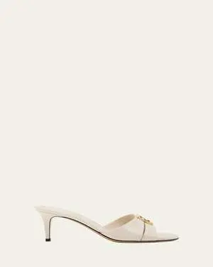 Fendi Fold Leather Kitten-heel Sandals - White