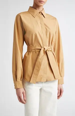 Max Mara Juglas Belted Button-up Shirt - Caramel