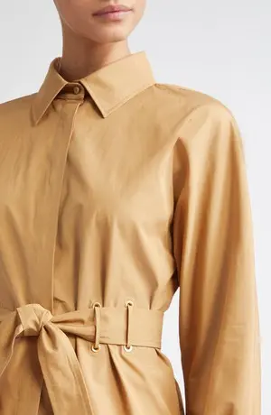 Max Mara Juglas Belted Button-up Shirt - Caramel
