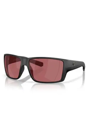 COSTA DEL MAR 63mm Rectangular Sunglasses - Matte Black/ Rose