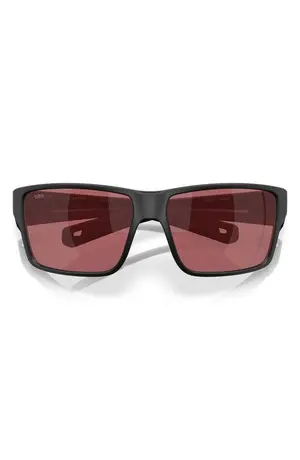 COSTA DEL MAR 63mm Rectangular Sunglasses - Matte Black/ Rose