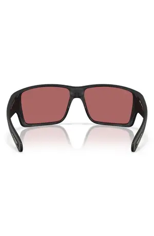 COSTA DEL MAR 63mm Rectangular Sunglasses - Matte Black/ Rose