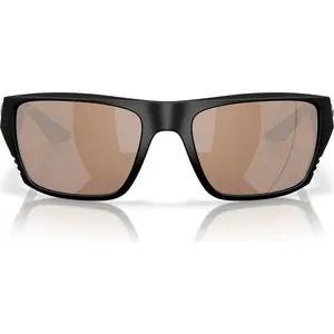 COSTA DEL MAR 59mm Polarized Square Sunglasses - Black/ Copper Silver