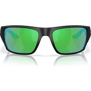 COSTA DEL MAR 59mm Polarized Square Sunglasses - Matte Black/green Mirror