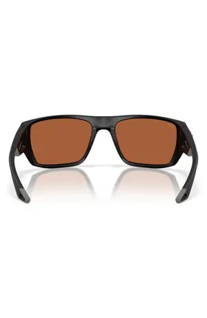 COSTA DEL MAR 59mm Polarized Square Sunglasses - Matte Black/green Mirror