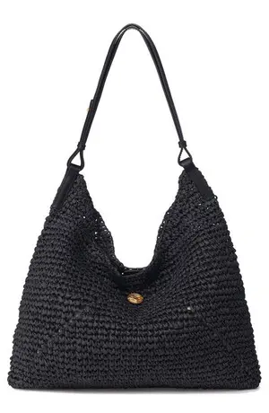 ORYANY Raffia Triangle Shoulder Bag - Black