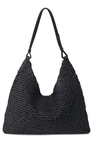 ORYANY Raffia Triangle Shoulder Bag - Black