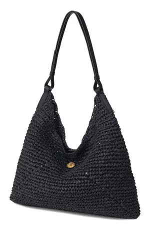 ORYANY Raffia Triangle Shoulder Bag - Black