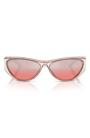 DIESEL® 63mm Oversize Cat Eye Sunglasses - White Barreling Red/ Red
