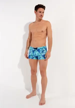 HOM Tartane Swim Shorts - Blue Print