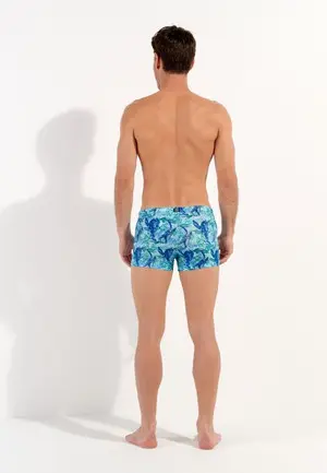 HOM Tartane Swim Shorts - Blue Print