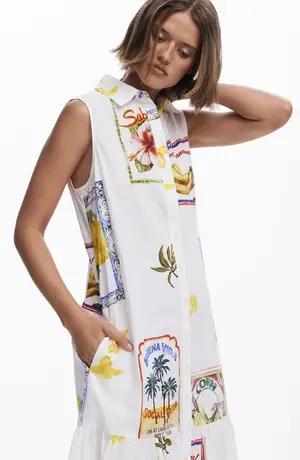 Desigual Mixed Print Cotton Shirt Dress