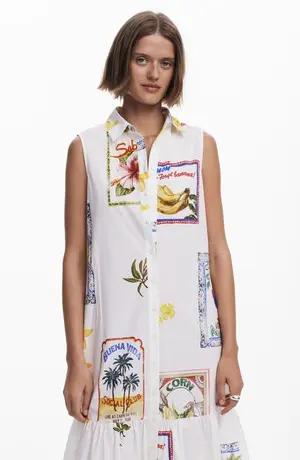 Desigual Mixed Print Cotton Shirt Dress