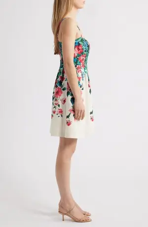 TAHARI ASL Placed Floral A-line Dress
