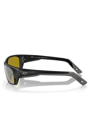 COSTA DEL MAR 57mm Polarized Rectangle Sunglasses - Black/ Sunrise Silver 580g