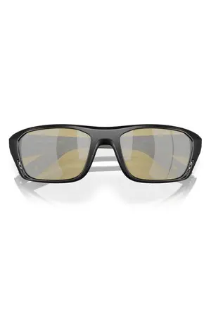 COSTA DEL MAR 57mm Polarized Rectangle Sunglasses - Black/ Sunrise Silver 580g
