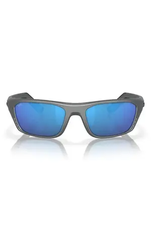 COSTA DEL MAR Costa Del Mar 57mm Polarized Rectangle Sunglasses Matte Gray/blue Mirror 580g