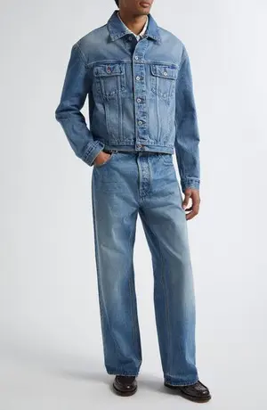 Jacquemus La Veste De-nîmes Denim Trucker Jacket - Blue/ Tabac