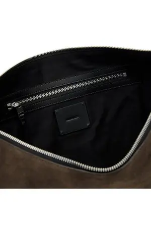 ALLSAINTS Half Moon Suede Shoulder Bag - Fango Brown
