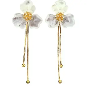 PANACEA Flower Linear Drop Earrings - White
