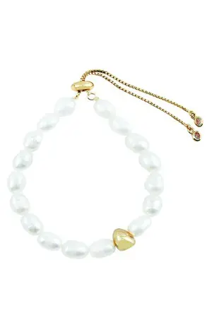 PANACEA Freshwater Pearl Slider Bracelet - White