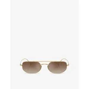 Oliver Spencer Angular-frame Steel Sunglasses - Gold