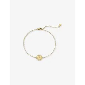 Monica Vinader Mini Initial F Stamp 14ct Yellow Bracelet - Gold